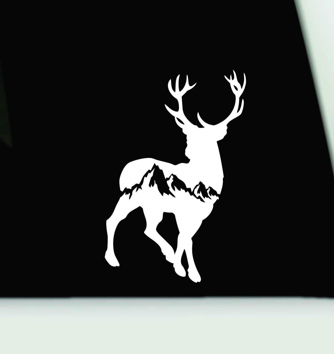Deer Bumper Sticker | Deer Mountain Decal | Deer and Mountain Vinyl ...