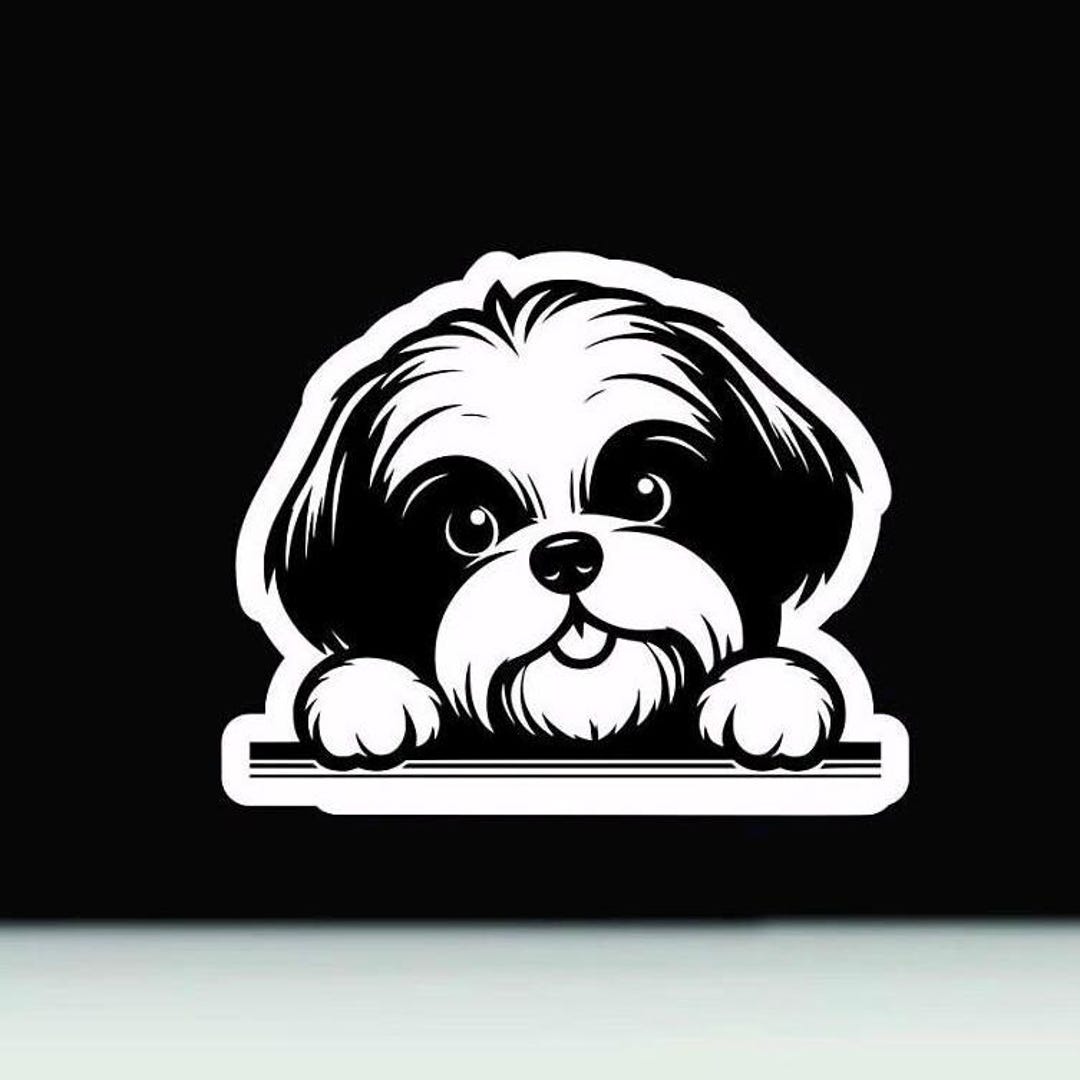 Shih Tzu Peeking Bumper Sticker | Shih Tzu Sticker | Shihtzu Car ...