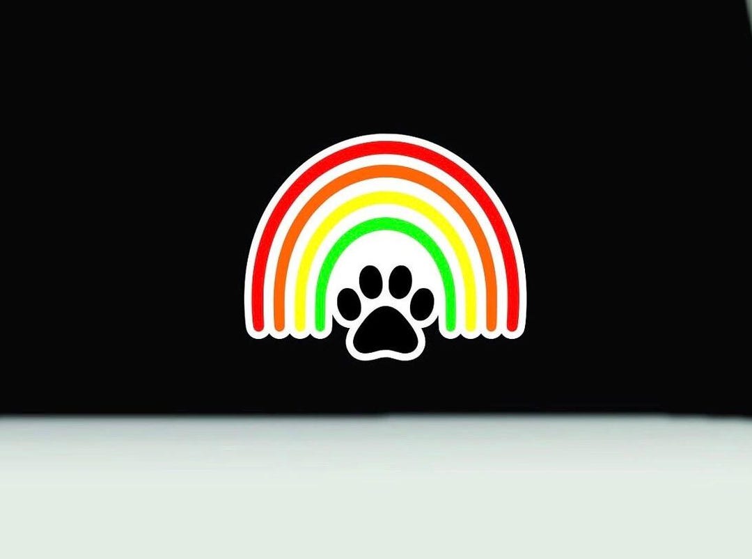 Paw Print Rainbow Sticker | Paw Print Memorial Vinyl Decal Sticker ...