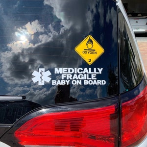 Medical Alert Bumper Sticker | Medically Fragile Baby on Board Vinyl ...