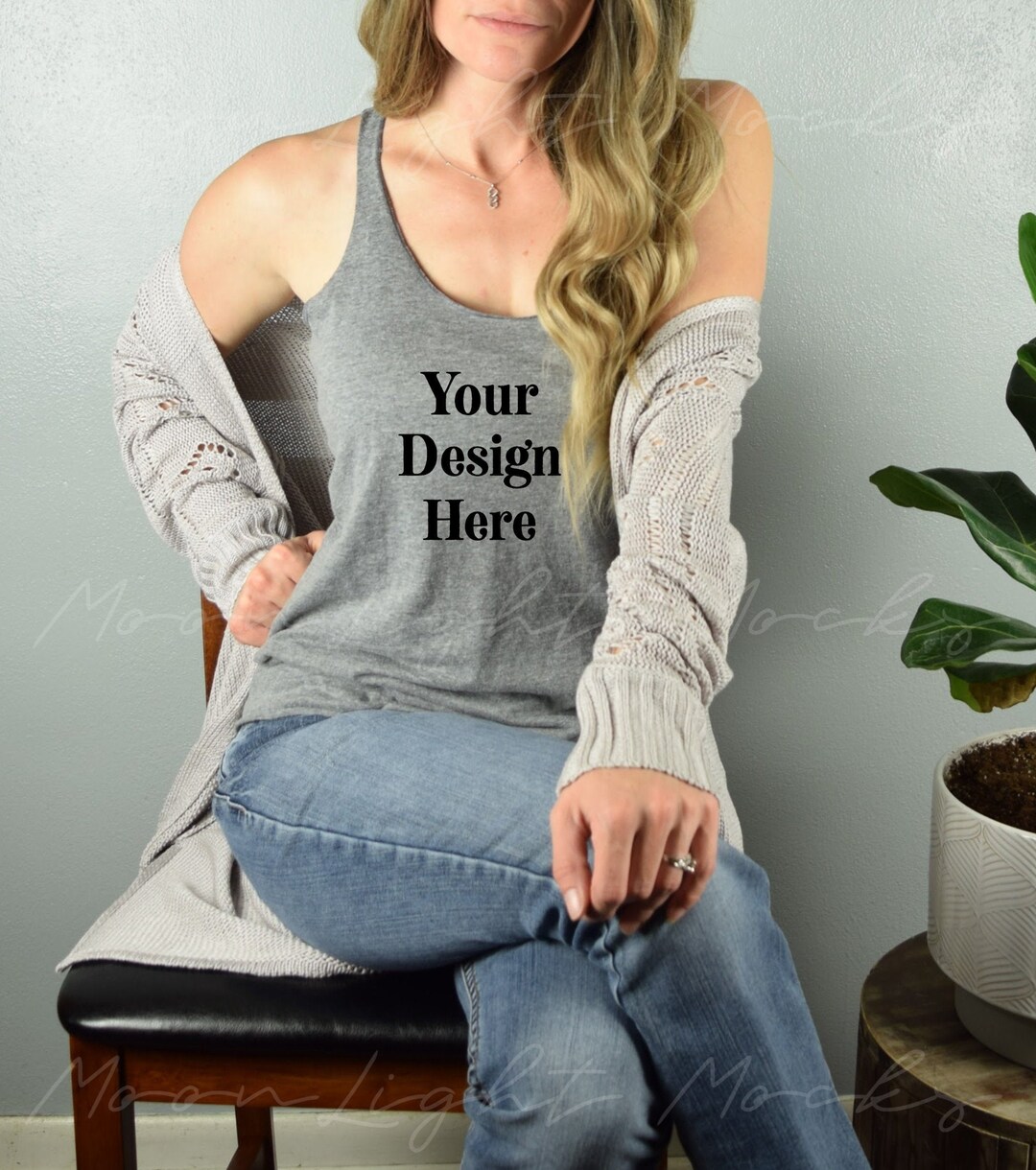 Next Level 6733 Mockup | Tank Mockup | Next Level 6733 Mockup Premium Heather | Model Mockup ...