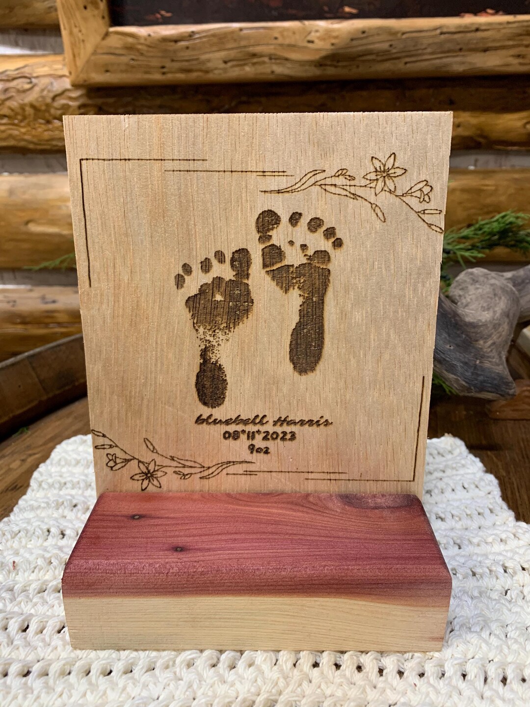 Personalized Baby Footprint Plaque With Name, Birth Date & Weight ...