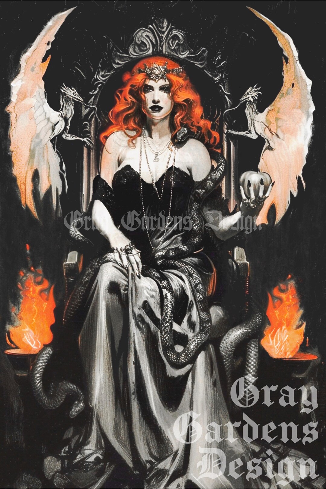 Goddess Lilith Decoupage Paper for Furniture by Gray Gardens Gothic ...