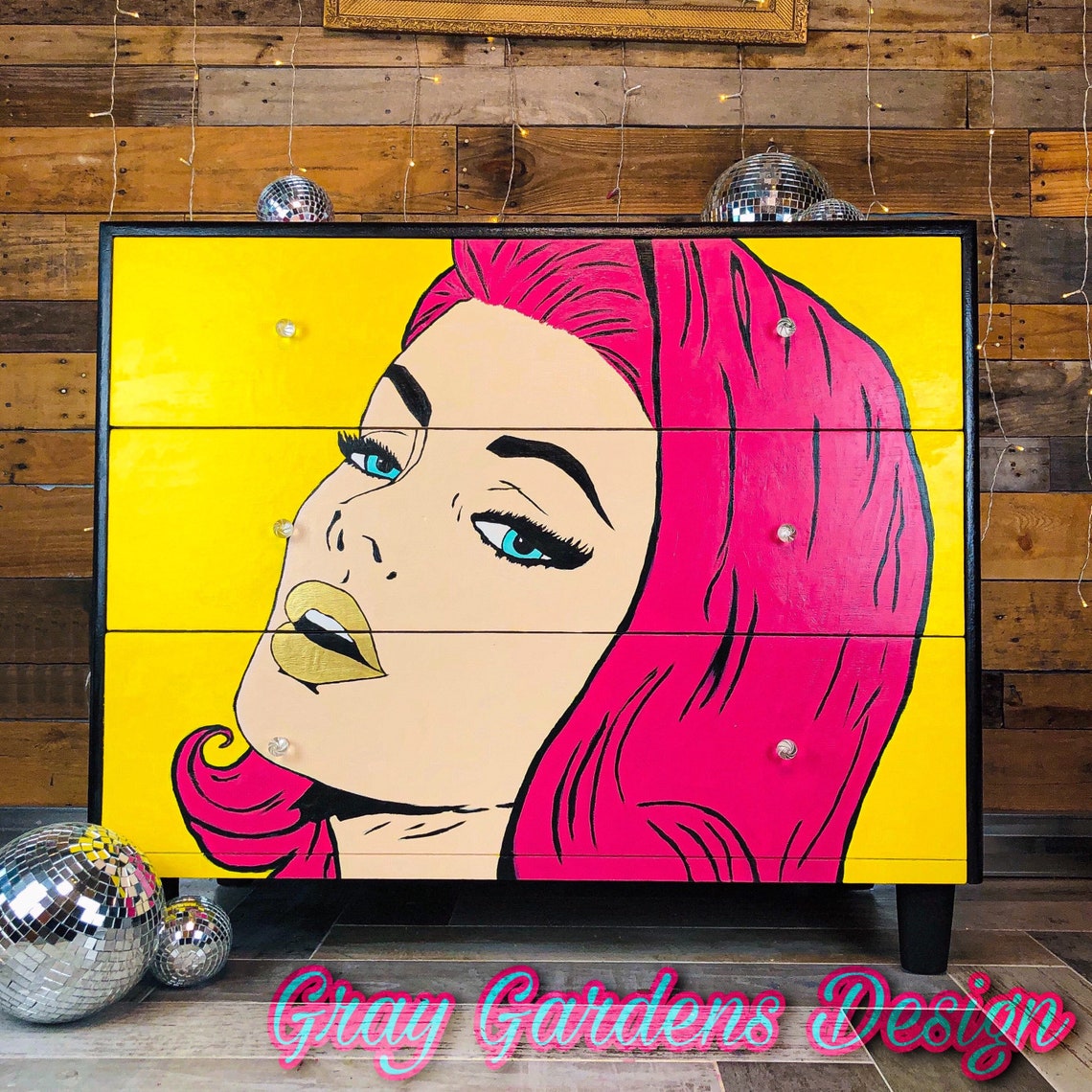 SOLD Do Not Purchase Example Hand Painted Pop Art on Mid Century Modern ...