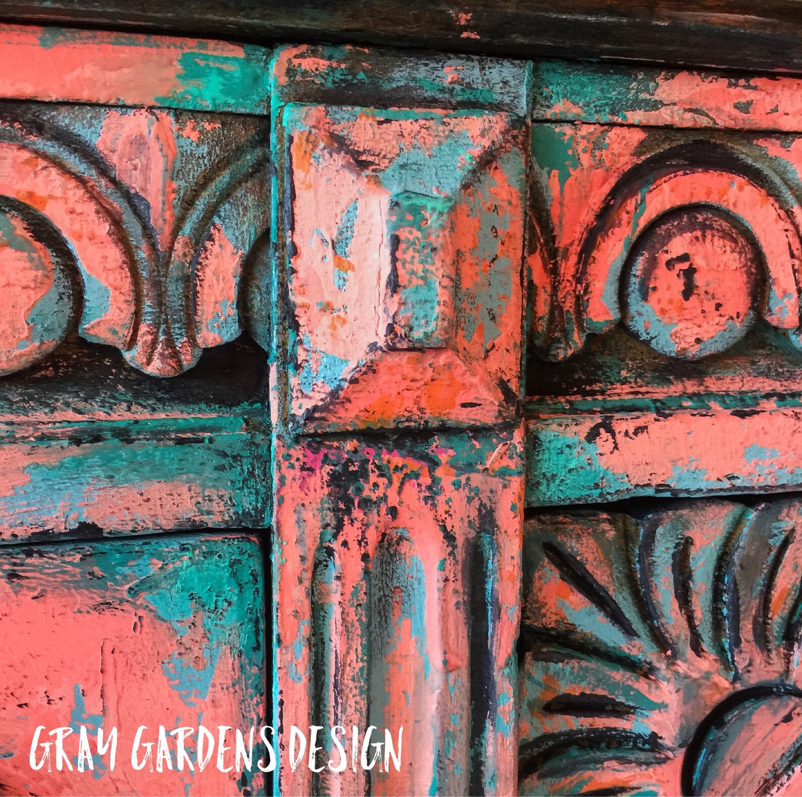 SOLD Antique Hand Painted Boho Tropical Grunge Berkey & | Etsy