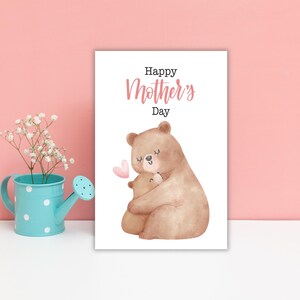 Printable Happy Mothers Day Card | Cute Bears | Digital Download ...