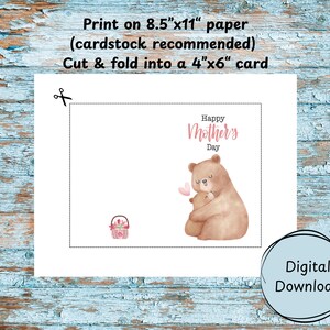Printable Happy Mothers Day Card | Cute Bears | Digital Download ...