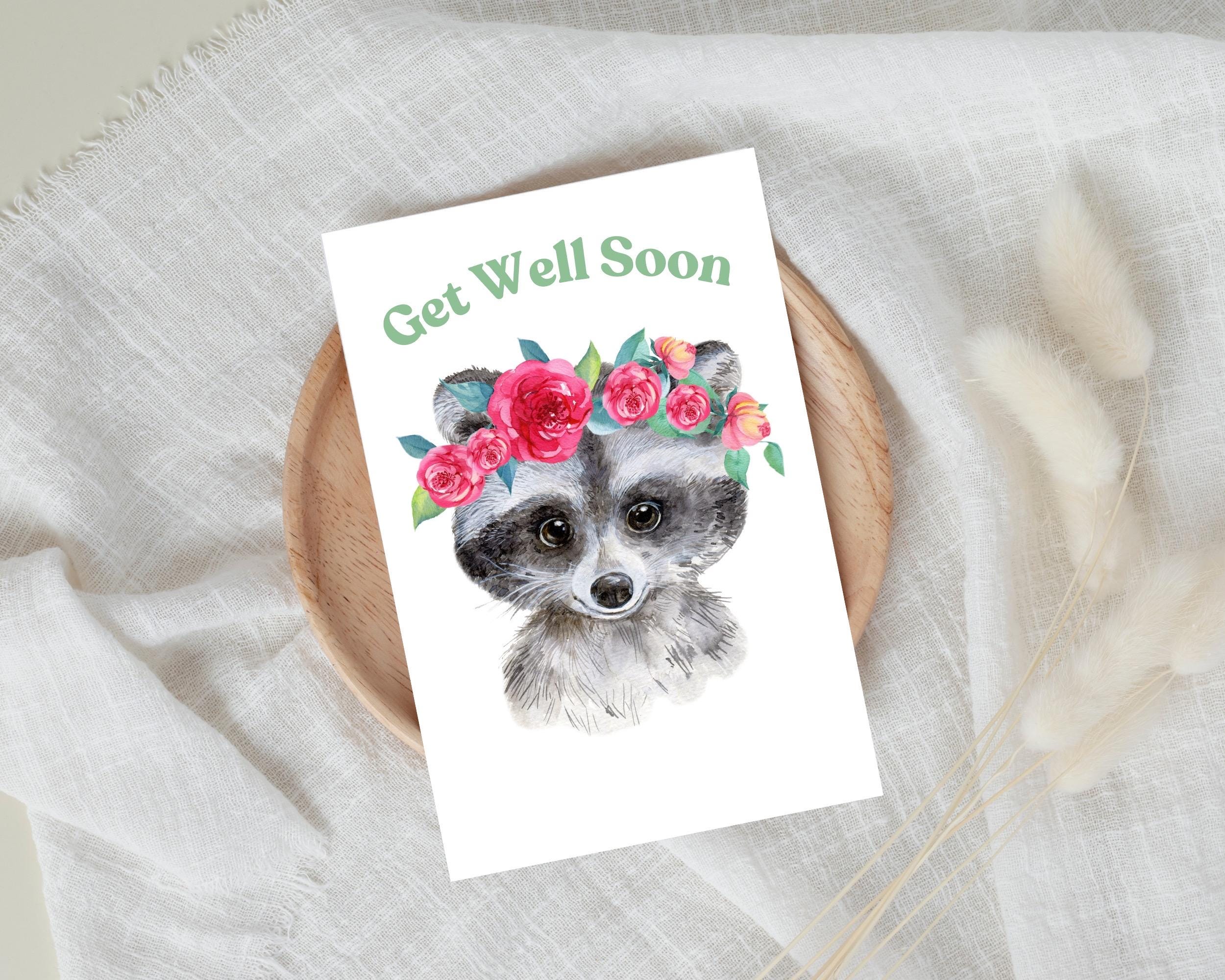 Printable Get Well Soon Card | Get Well Soon | Raccoon | Digital ...