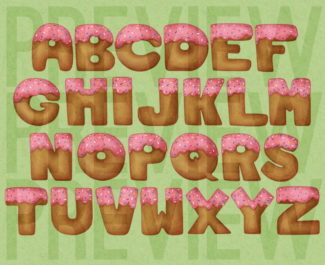 Donut Alphabet Clip Art Doughnut Font Letter Clip Art - Etsy