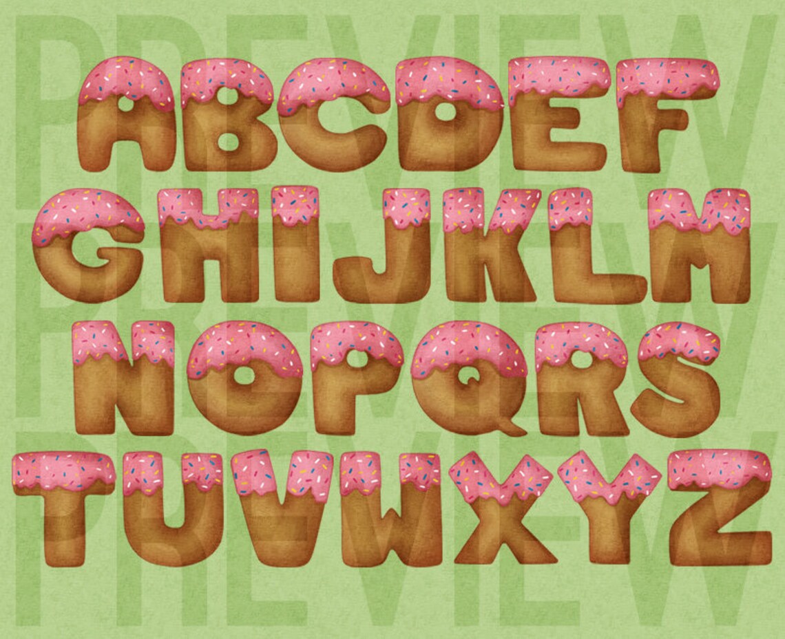 Donut Alphabet Clip Art Set Doughnut Clip Art Doughnut | Etsy