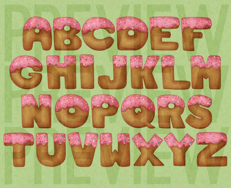 Donut Alphabet Clip Art Set Doughnut Clip Art Doughnut | Etsy