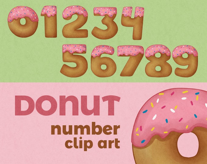 Donut Numbers Clip Art Doughnut Font Font Clip Art - Etsy
