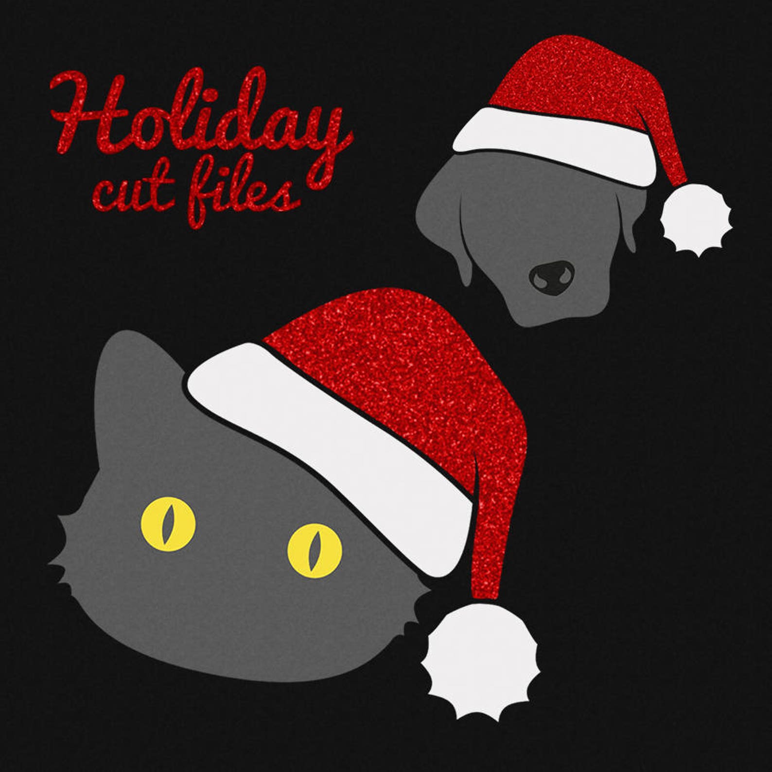 Holiday Cat Cut File Santa Hat Holidays Pet Animal - Etsy