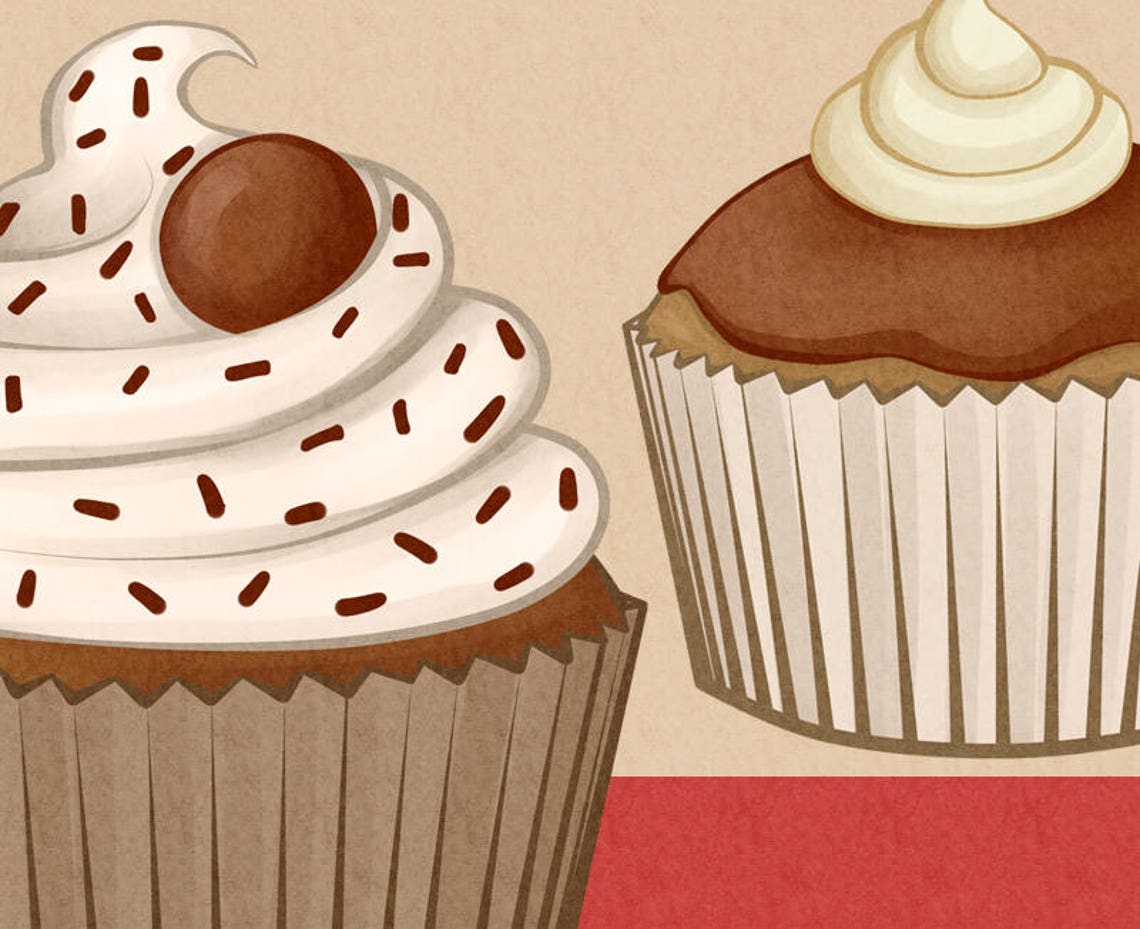 Chocolate Cupcake Clip Art Cupcakes Muffin Baking Clip - Etsy