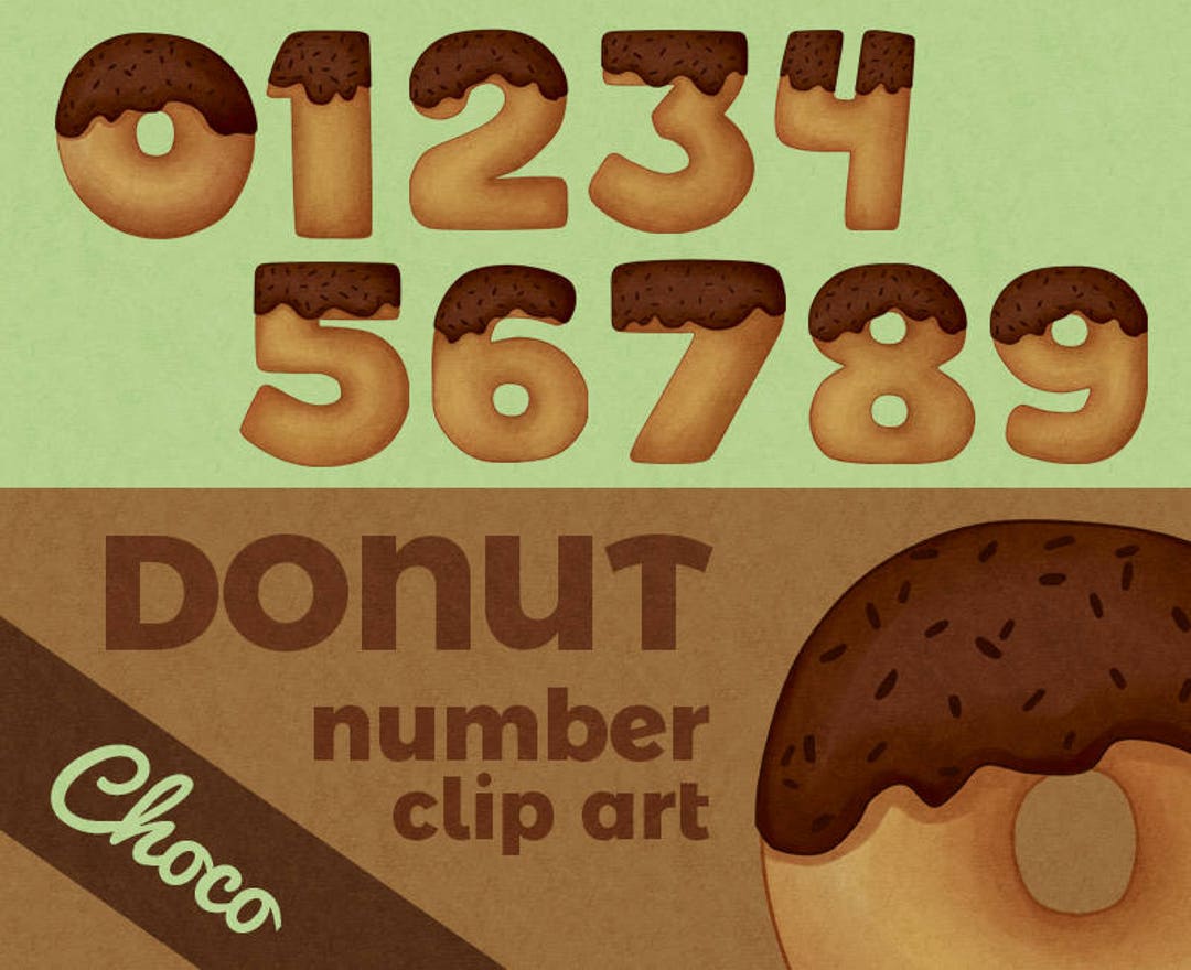 Chocolate Donut Numbers Clip Art | Doughnut Font - Font Clip Art ...