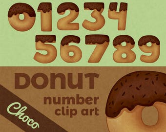 Donut numbers clip art Doughnut font Font clip art | Etsy