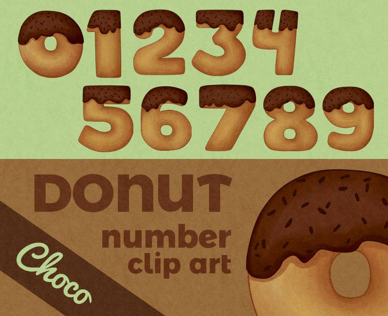 Chocolate Donut Numbers Clip Art Doughnut Font Font Clip - Etsy
