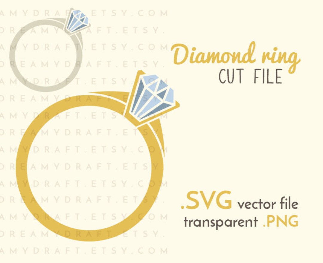Diamond Ring SVG Cut File | Diamond Svg - Gold Jewelry Svg - Engagement ...