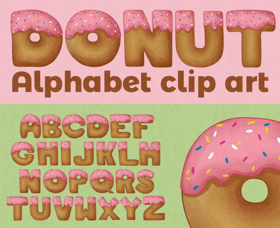 Donut Alphabet Clip Art | Doughnut Font - Letter Clip Art | Printable ...