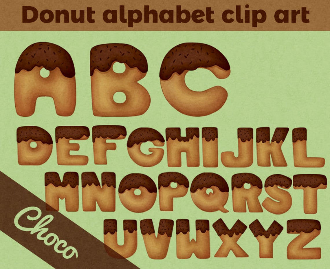 Chocolate Donut Alphabet Clip Art Doughnut Font Letter - Etsy