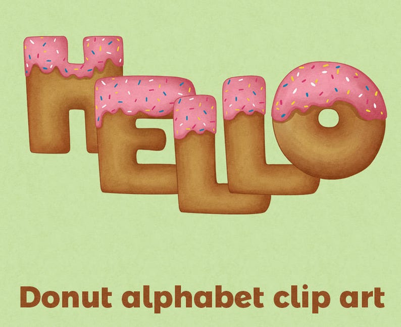 Donut alphabet clip art Doughnut font Letter clip art | Etsy