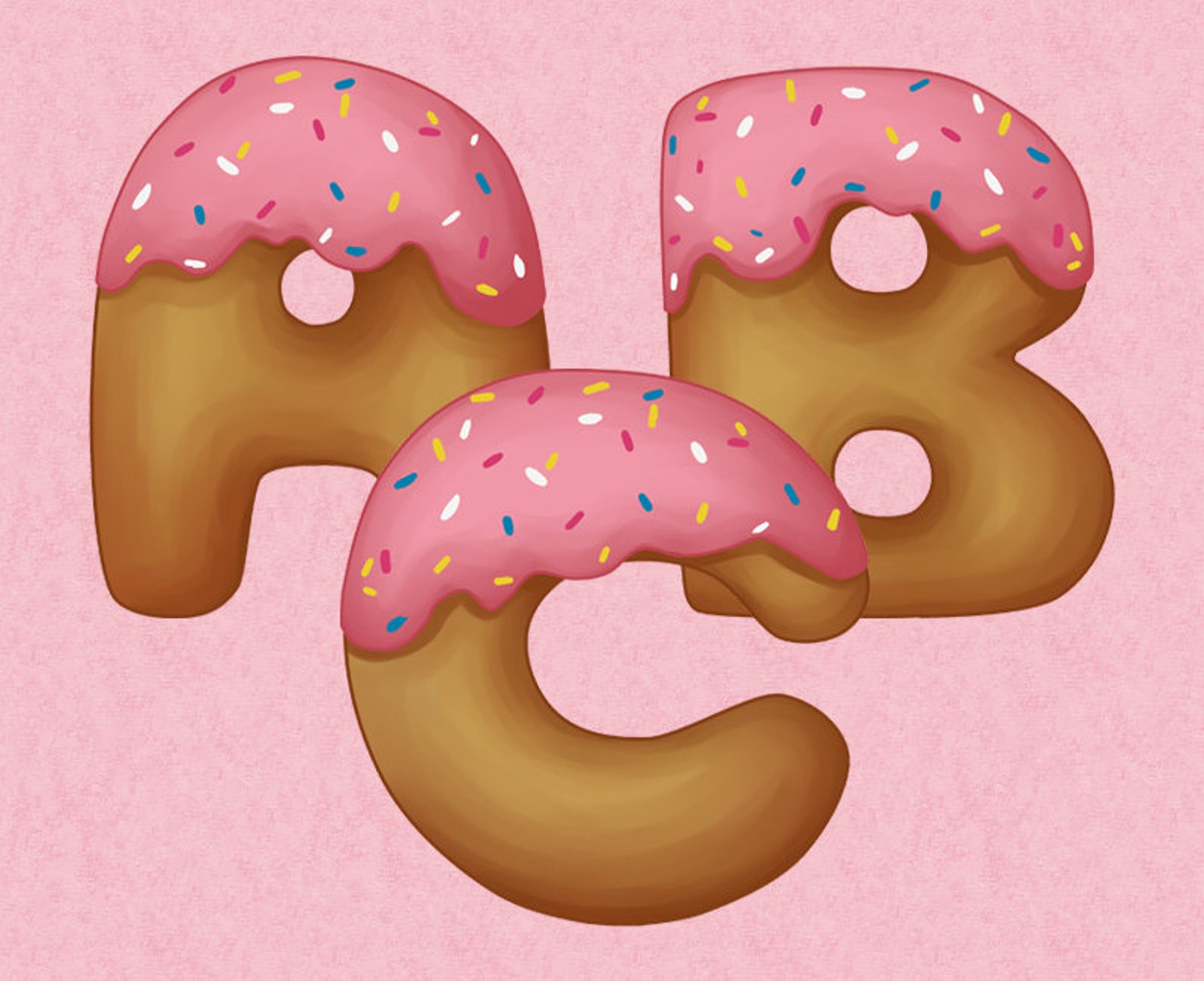 Donut Alphabet Clip Art Set Doughnut Clip Art Doughnut | Etsy