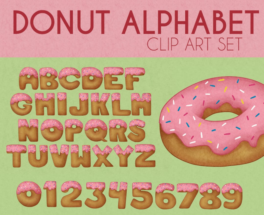 Donut Alphabet Clip Art Set | Doughnut Clip Art, Doughnut Letters ...