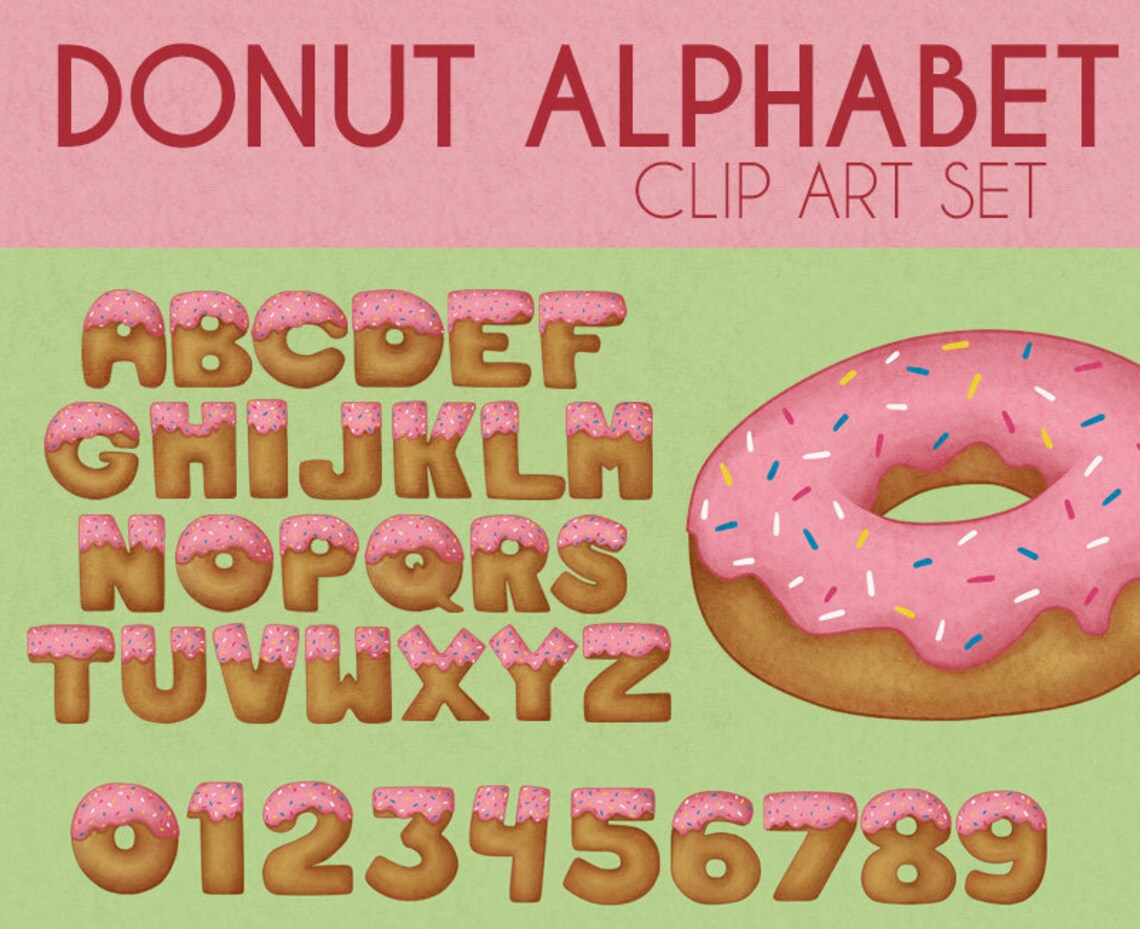 Donut Alphabet Clip Art Set Doughnut Clip Art Doughnut | Etsy