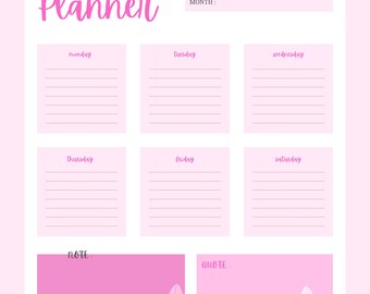 Pink and Beige Floral Weekly Planner PDF PNG Digital Download - Etsy