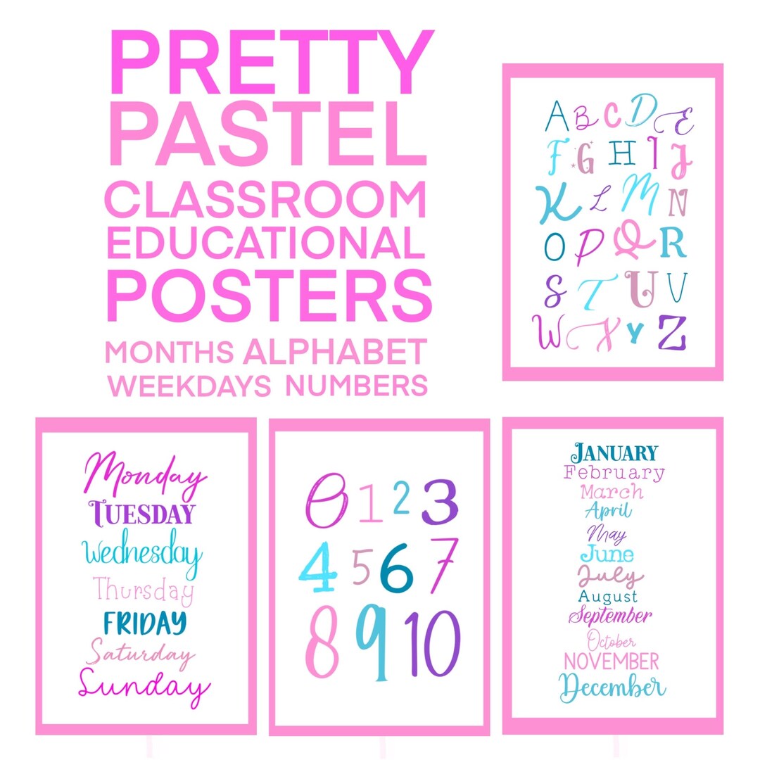 Pretty Pastel Educational Posters for the Classroom - Set of Four - Etsy
