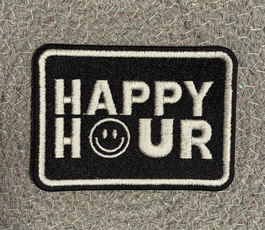 Order Limit One. Happy Hour Smiley Face Iron-on Embroidered Patch, Beer ...