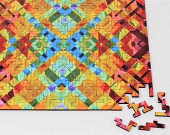 Abstract Geometric Wooden Jigsaw Puzzle Original Laser Cut - Etsy