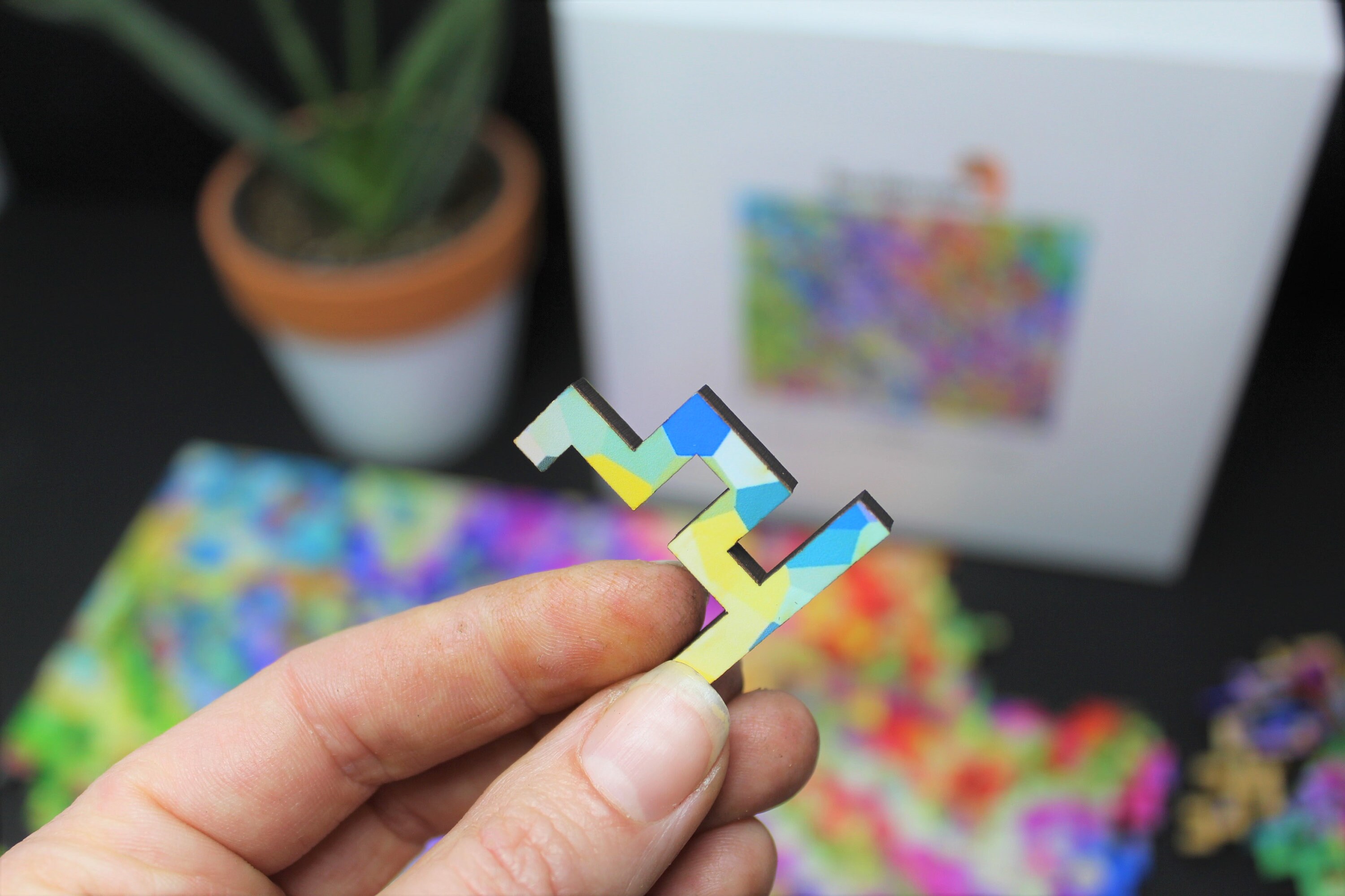 Abstract Geometric Wooden Jigsaw Puzzle Original Laser Cut | Etsy