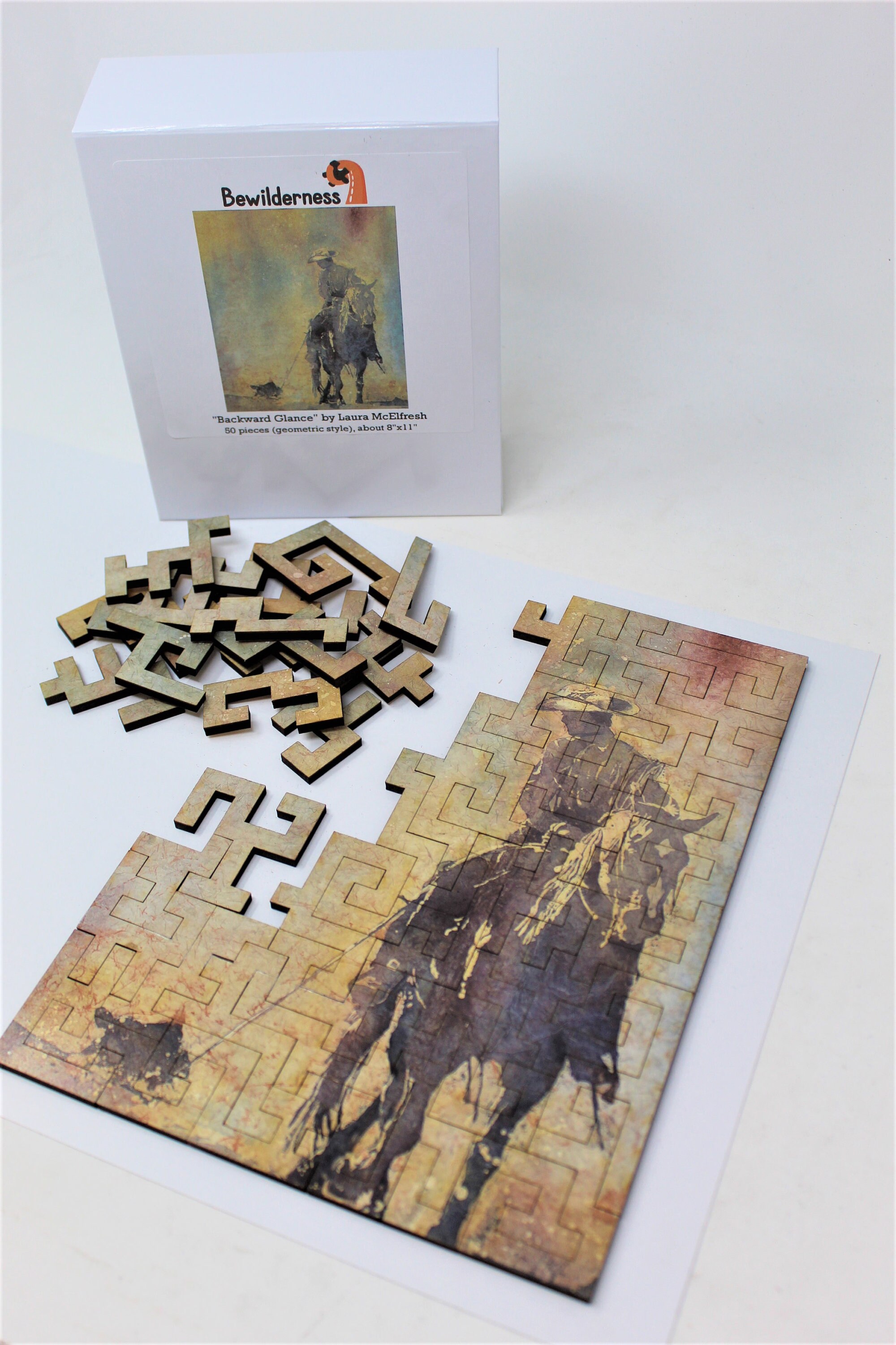 Cowboy Wooden Jigsaw Puzzle Original Geometric Wood Laser - Etsy