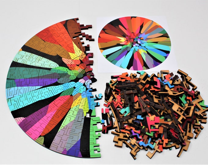 Flower Burst Round Puzzle for Skilled Puzzlers - 330 Wooden Jigsaw ...