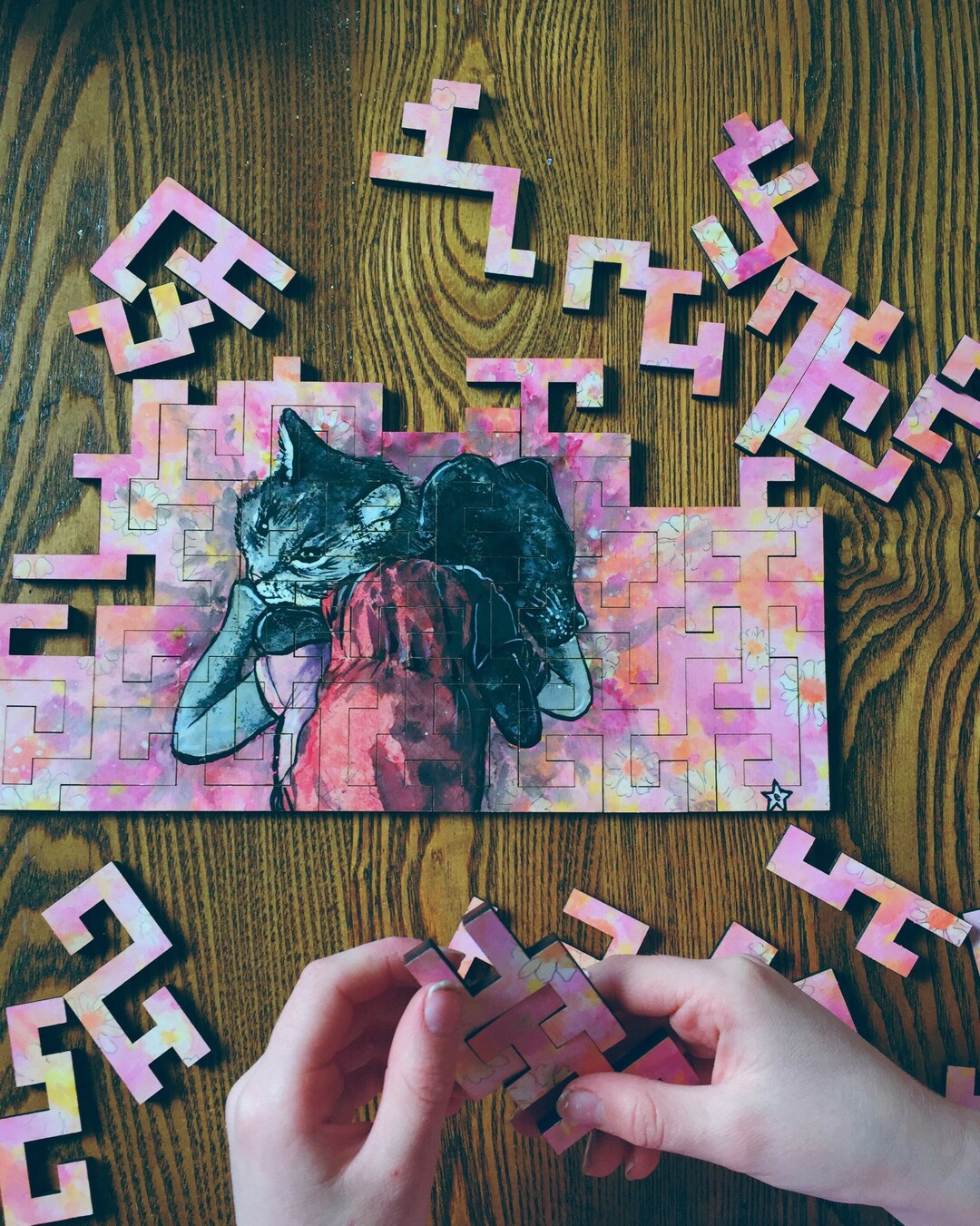 Sweethearts Wooden Jigsaw Puzzle Original Geometric Laser Cut Design ...