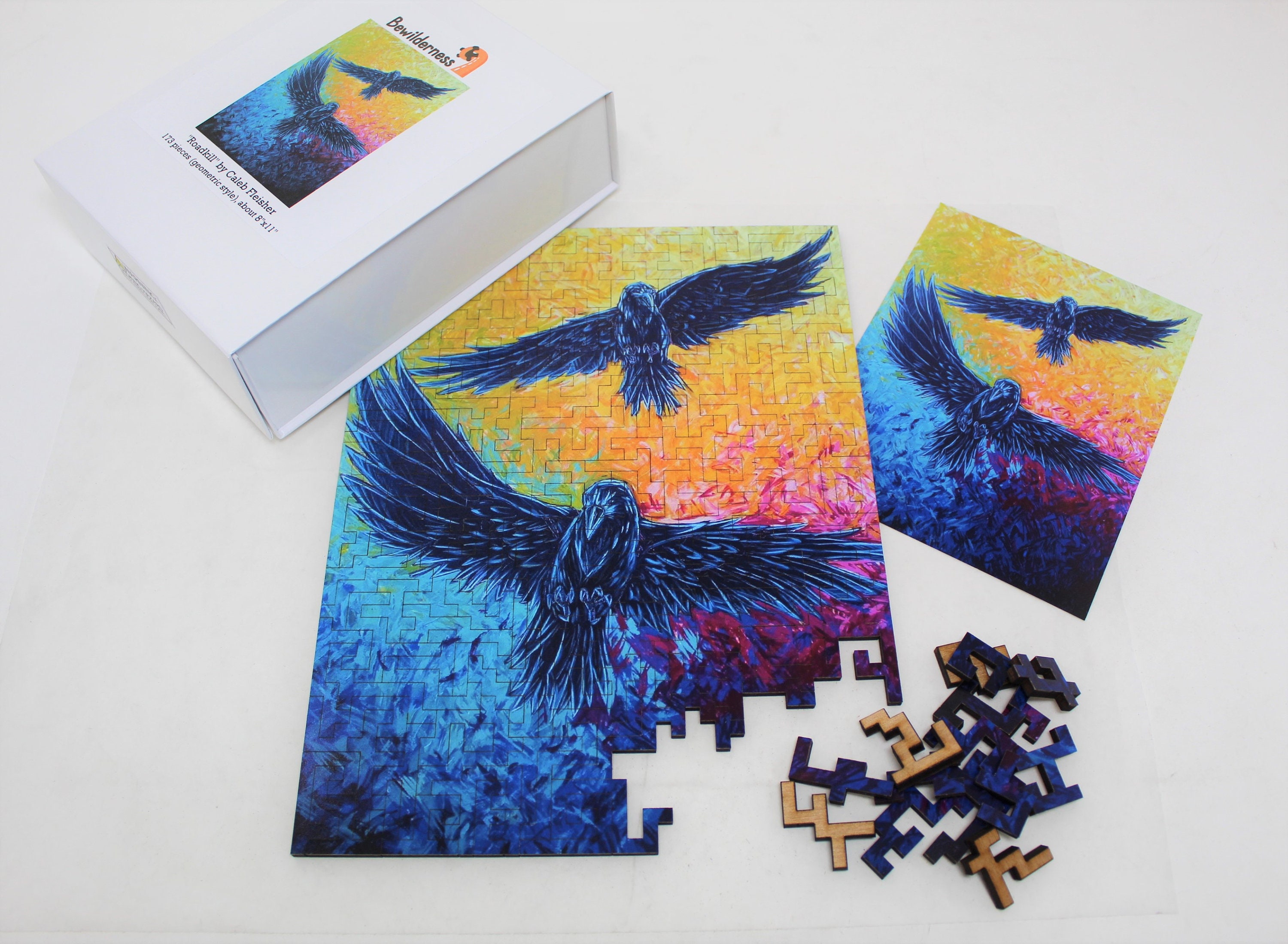 Colorful Crows Wooden Puzzle 173 Piece Unique Wood Jigsaw | Etsy