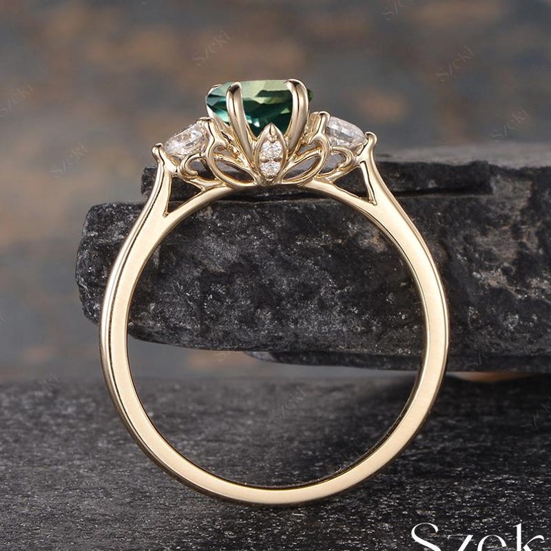 Teal Sapphire Lotus Ring - Etsy