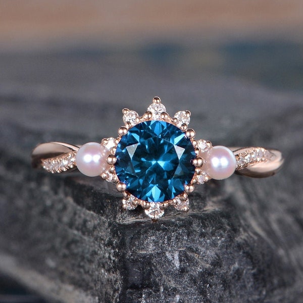 Blue Pearl Ring - Etsy