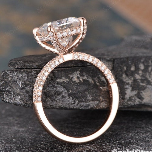 9mm Cushion Cut Morganite Engagement Ring Rose Gold Morganite Etsy