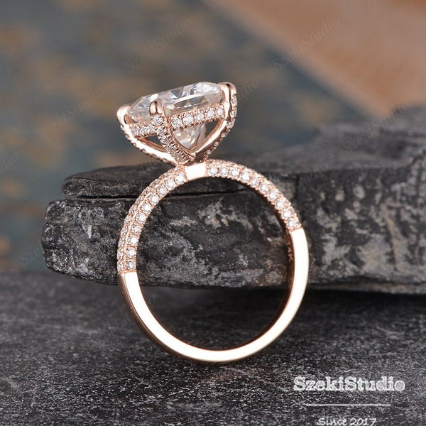 Rose Gold Cushion Cut Ring - Etsy