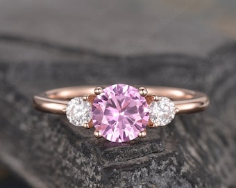 Pink Stone Wedding Ring - Etsy