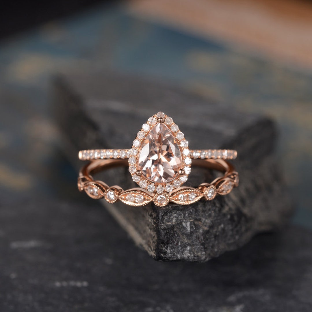 Morganite Engagement Ring Set