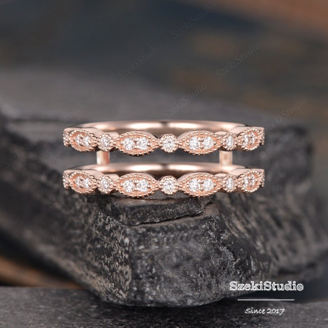 Moissanite Ring Enhancer Moissanite Ring Double Straight Wedding Band ...
