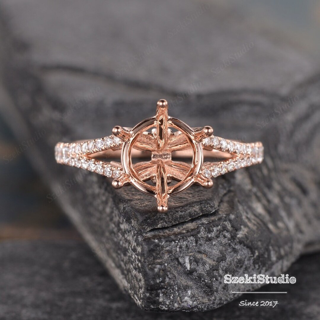 Split Shank Ring Setting Custom Semi Mount Rose Gold Engagement Ring ...