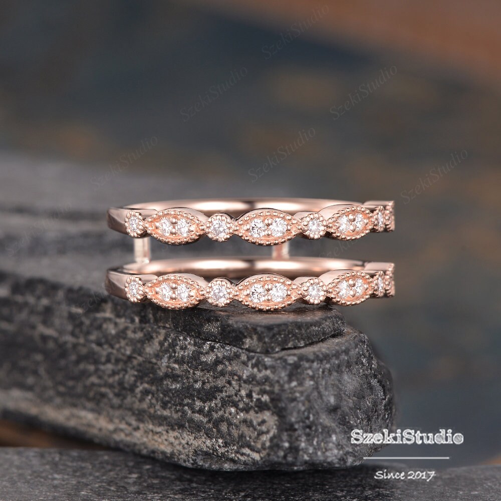 Moissanite Ring Enhancer Moissanite Ring Double Straight Wedding Band ...