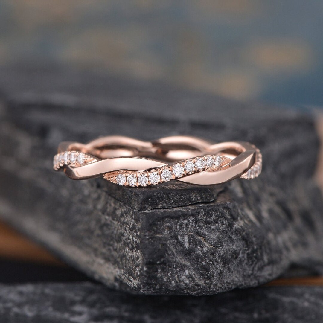 Infinity Diamond Weeding Band Twist Matching Band Woman Rose Gold ...