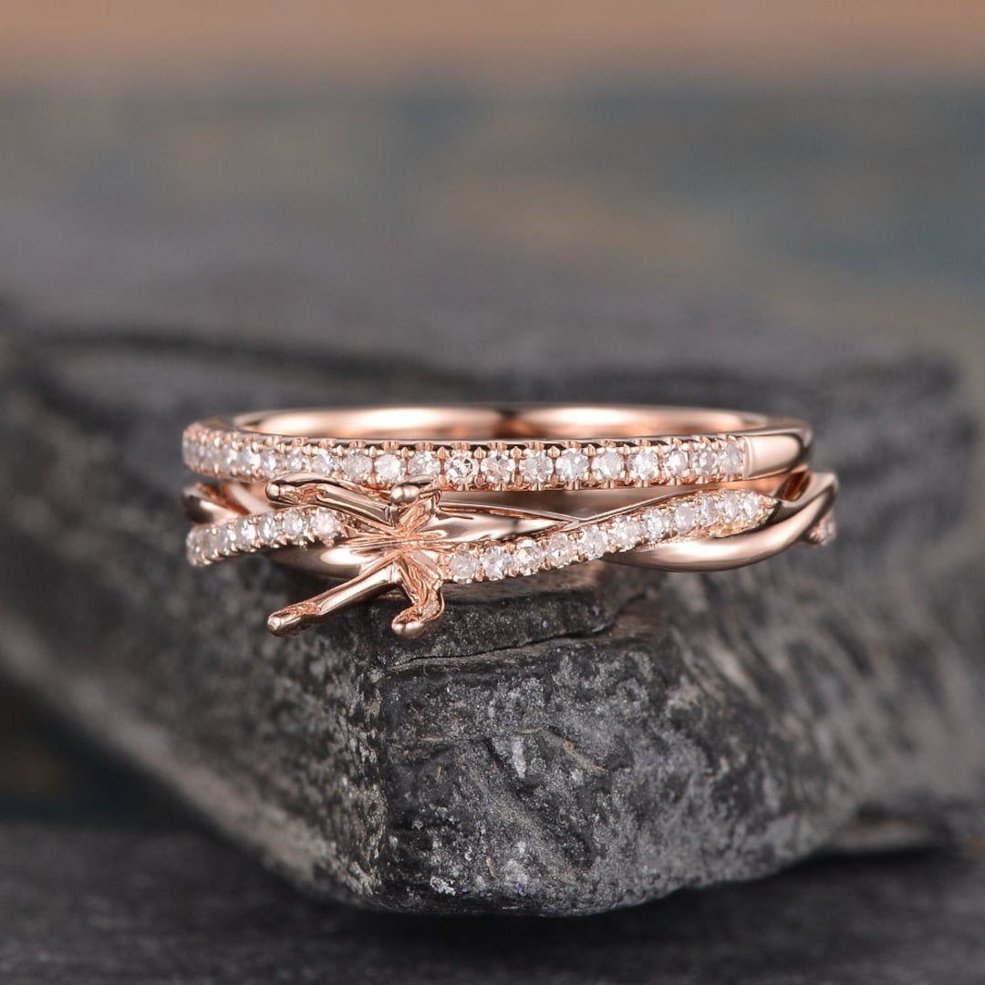 Rose Gold Engagement Ring Setting Custom Semi Mount Infinity Diamond ...