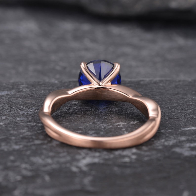 Infinity Sapphire Engagement Ring Rose Gold Lab Sapphire Ring | Etsy