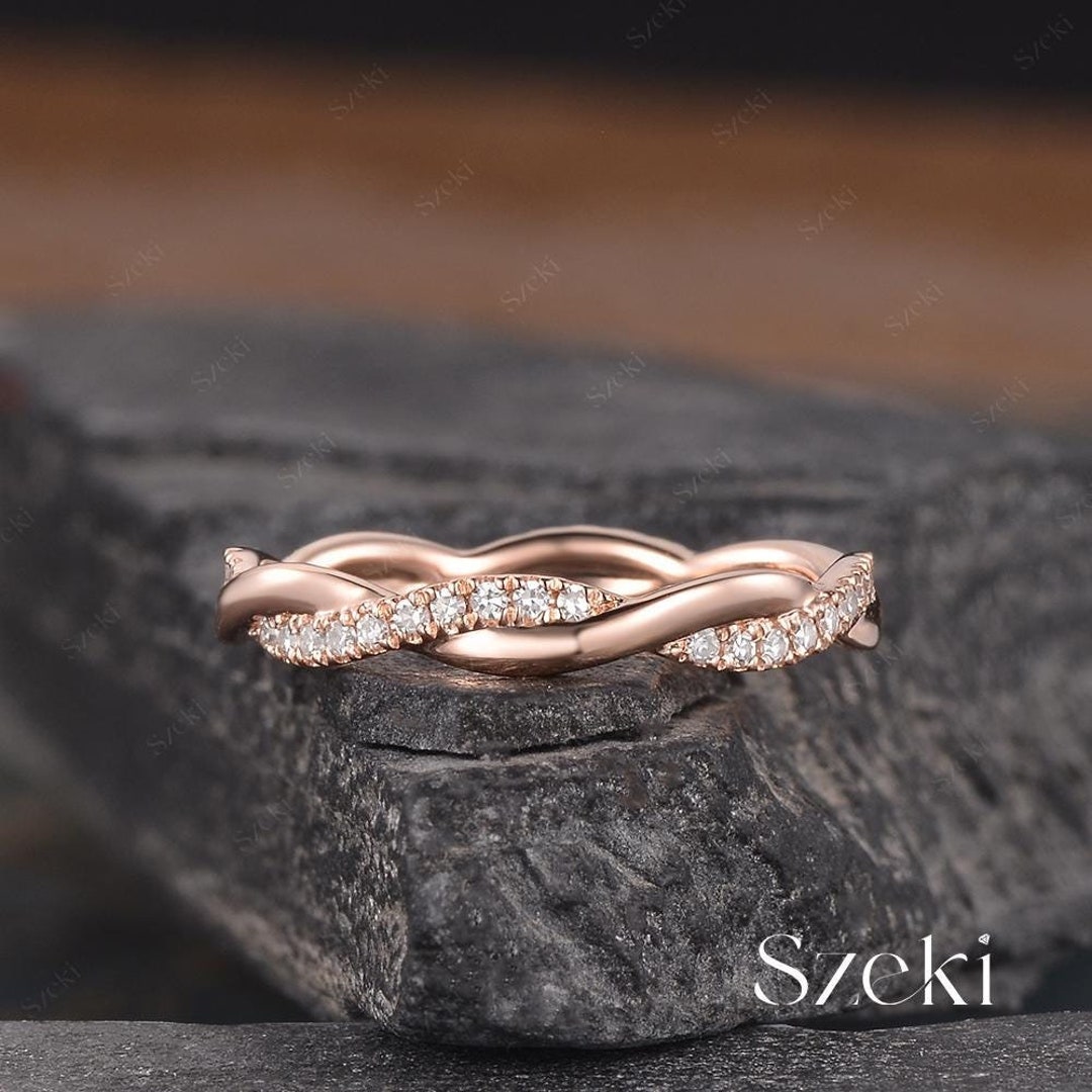 Infinity Diamond Weeding Band Twist Matching Band Woman Rose Gold ...